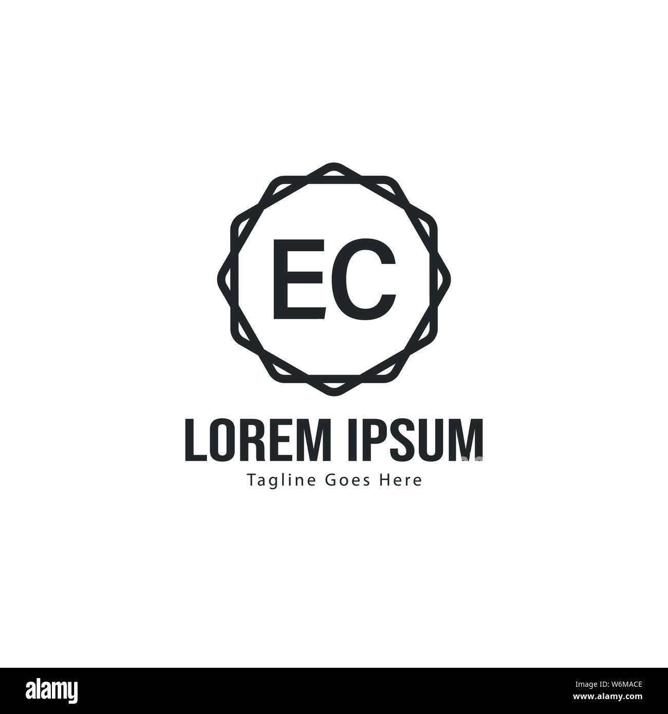 Initial EC logo template with modern frame. Minimalist EC letter logo ...