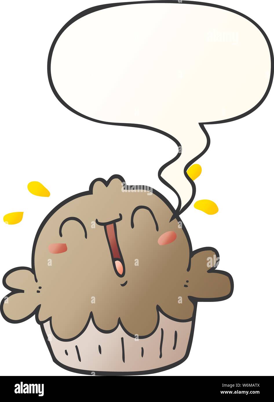 cute cartoon pie with speech bubble in smooth gradient style Stock ...