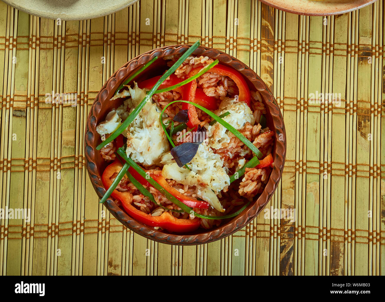 Nasi goreng with flaked snapper - Indonesian traditional dinner Stock ...