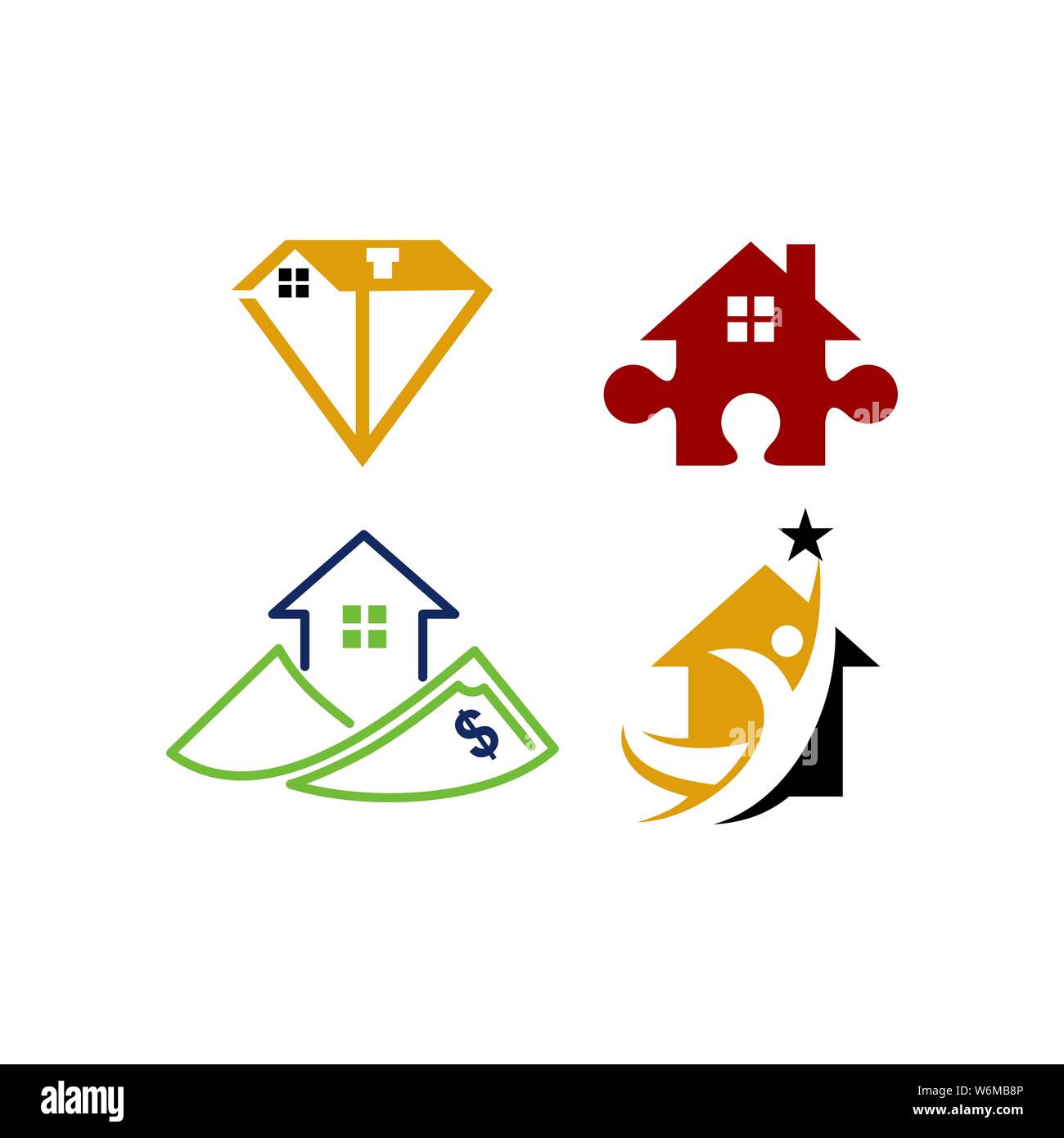 Real Estate Home Property Design Template Vector Set Stock Vector Image ...
