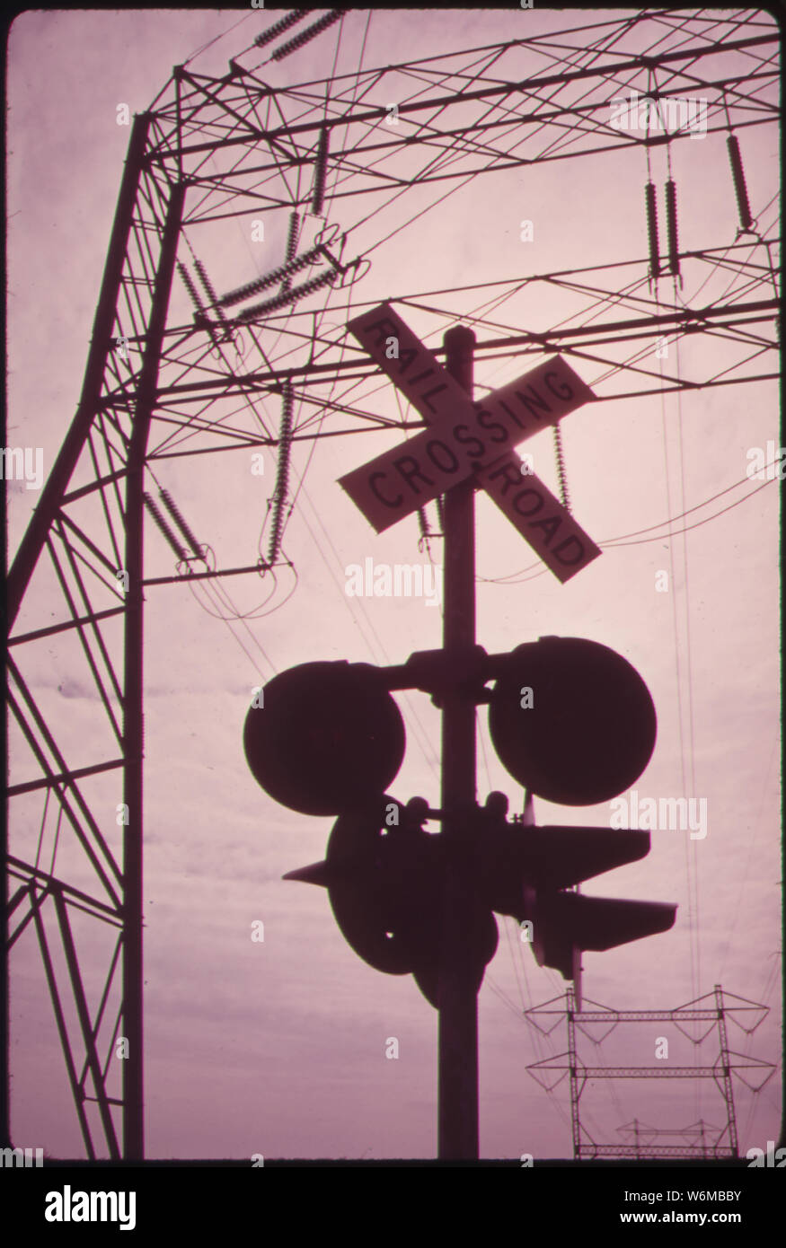TRANSMISSION LINES AND RAILROAD CROSSING AT ELECTRICAL POWER STATION ON ...