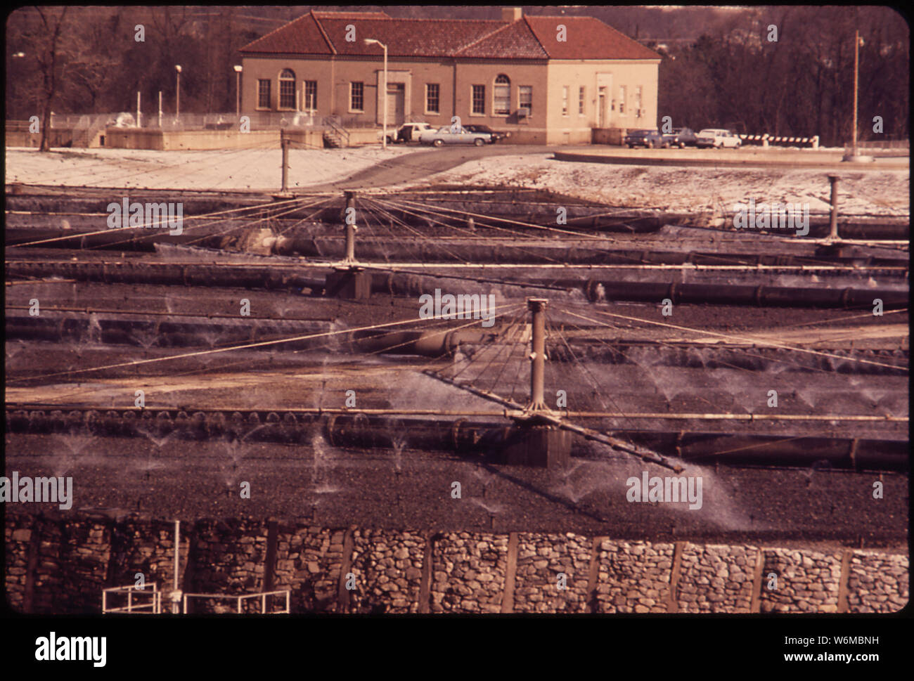TRICKLING FILTERS AT THE BACK RIVER SEWAGE TREATMENT PLANT THIS IS THE ...