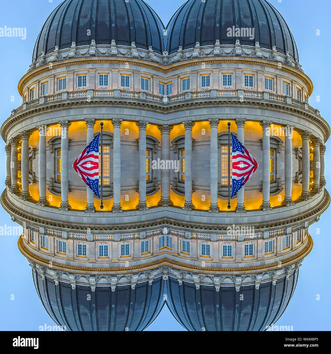 Square frame Capital building dome with colums and flags Stock Photo ...