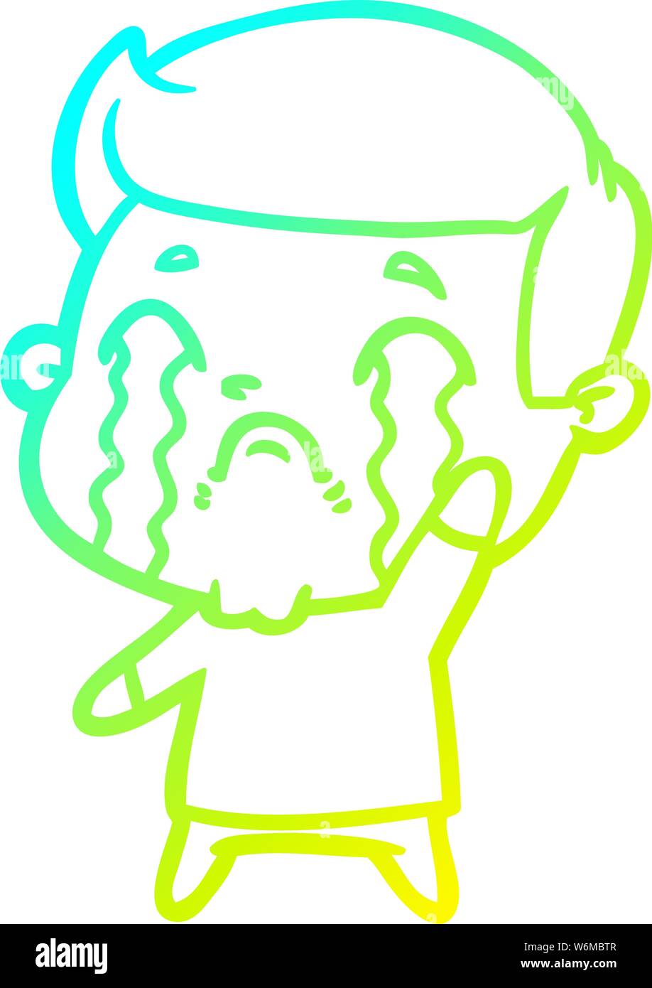 cold gradient line drawing of a cartoon man crying Stock Vector Image ...