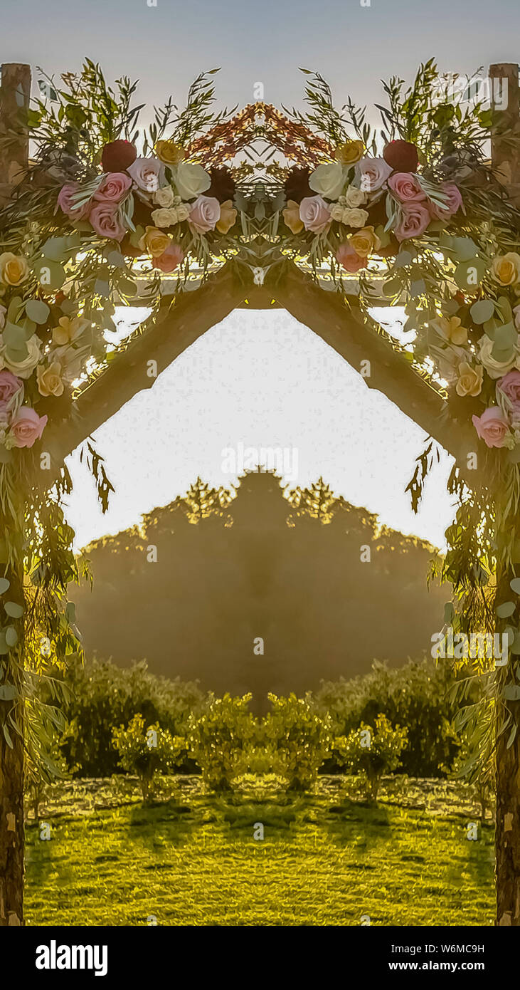 Vertical frame Ceremony decorations for Jewish wedding at sunset Stock ...