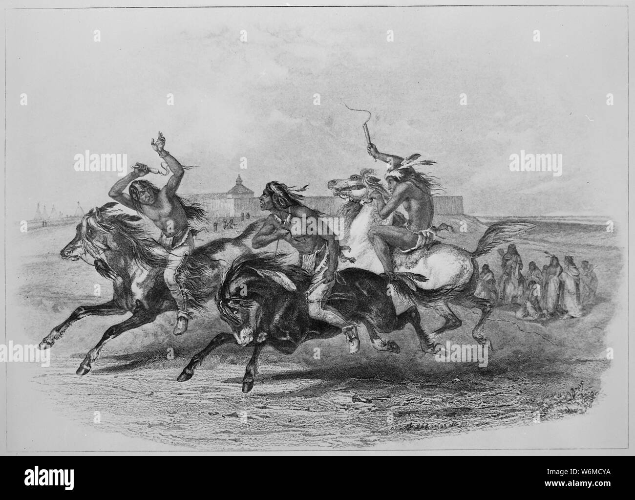 Teton Sioux horseraces in front of Fort Pierre, South Dakota, 1833 ...