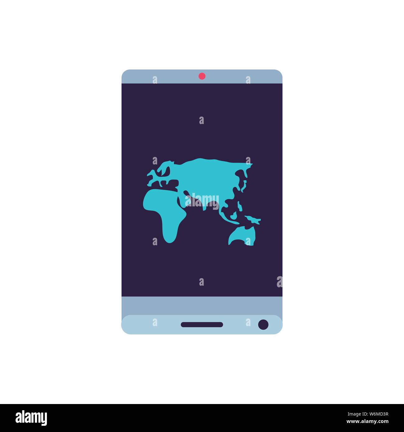 smartphone device with world planet maps vector illustration design ...