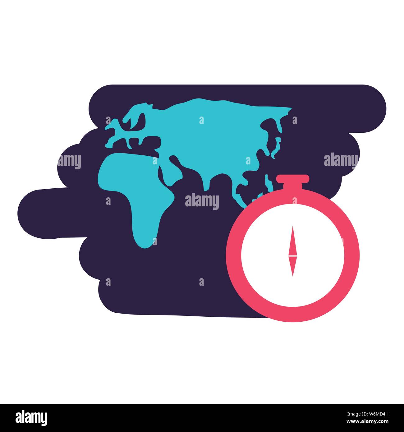 compass guide device with map continents vector illustration design ...