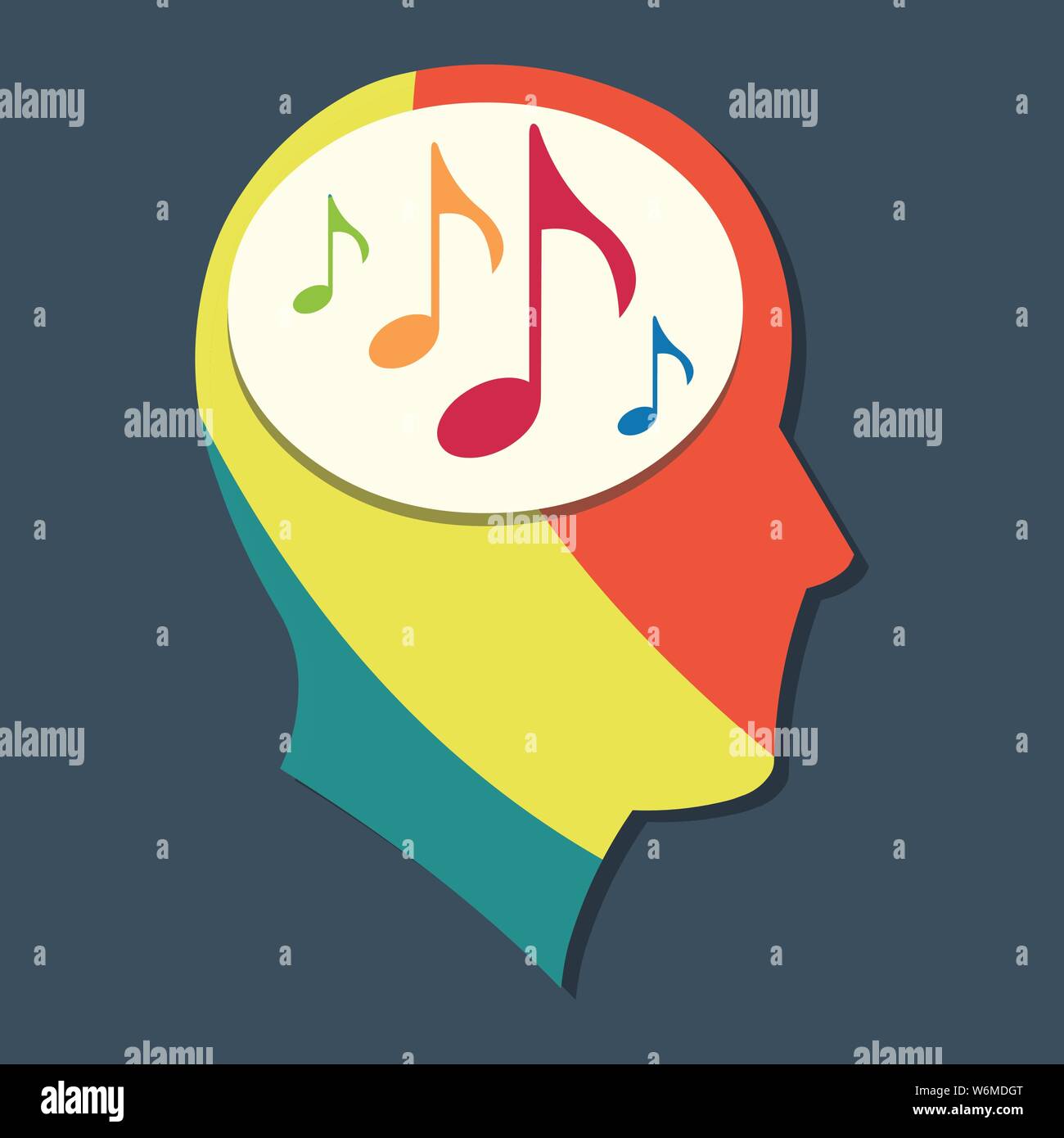 human head with music note vector illustration Stock Vector Image & Art ...