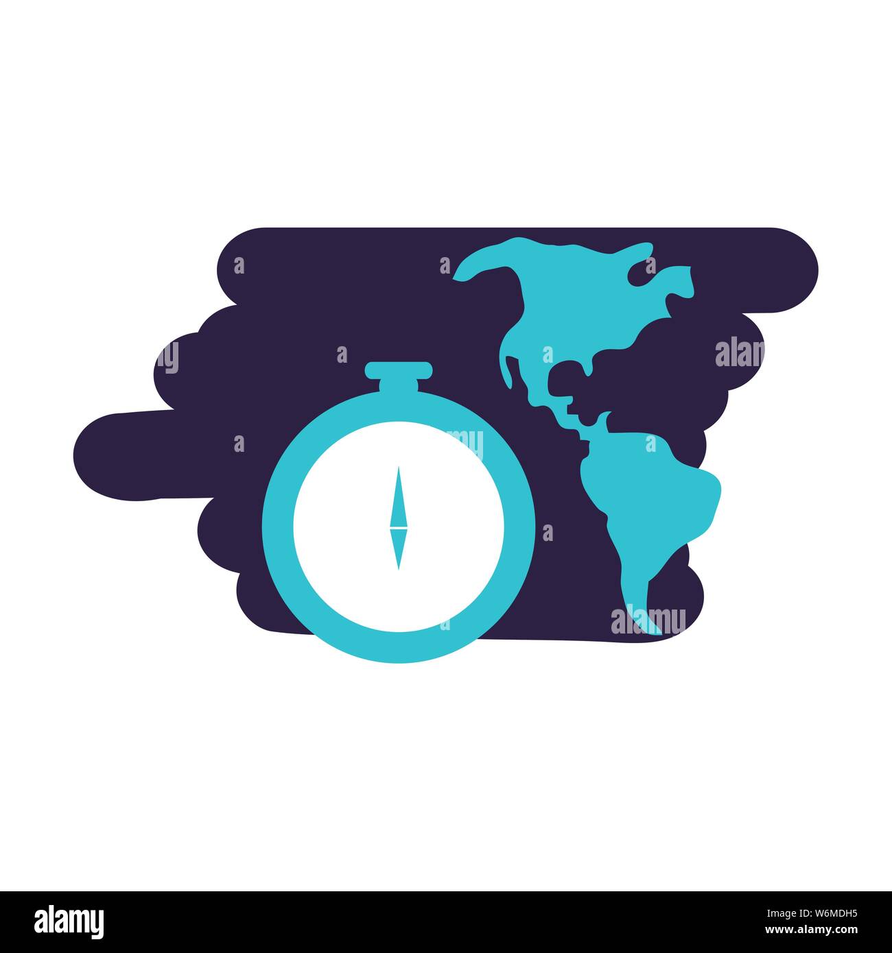 compass guide device with map of continent american vector illustration ...