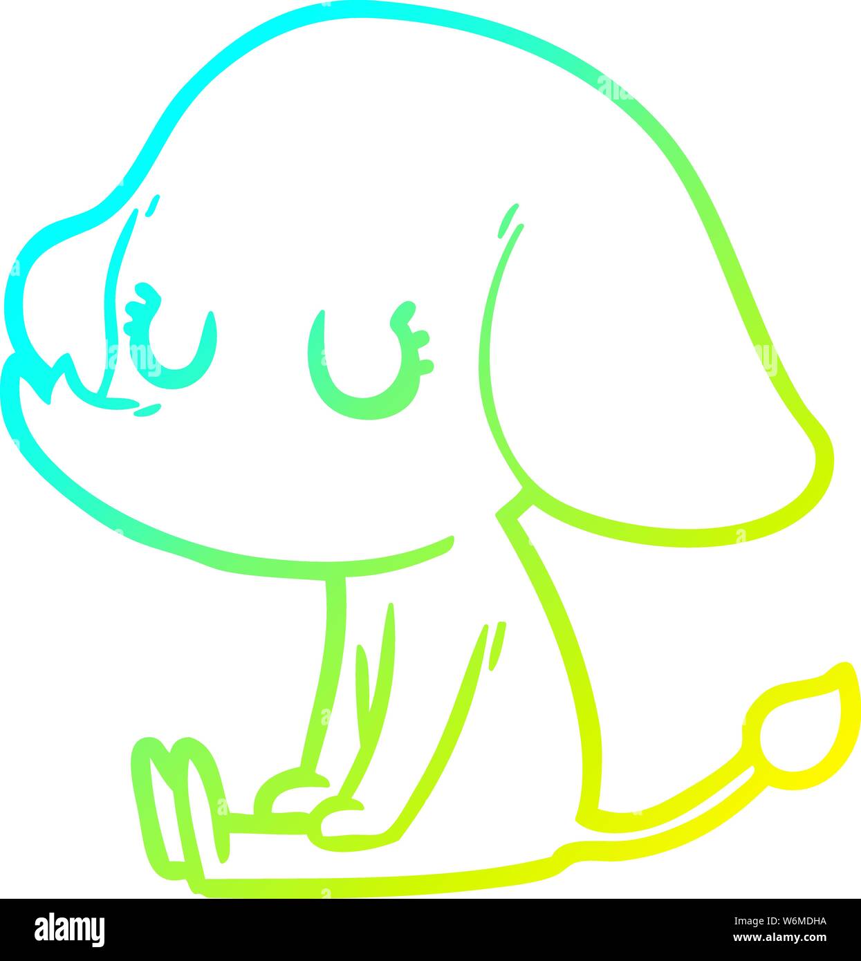 cold gradient line drawing of a cute cartoon elephant Stock Vector ...