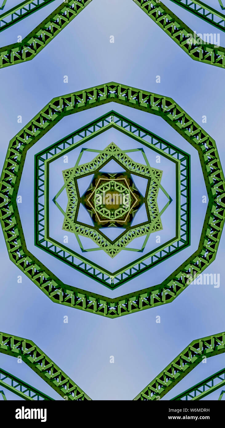 Vertical Symmetrical angular circle design created from doubling a ...