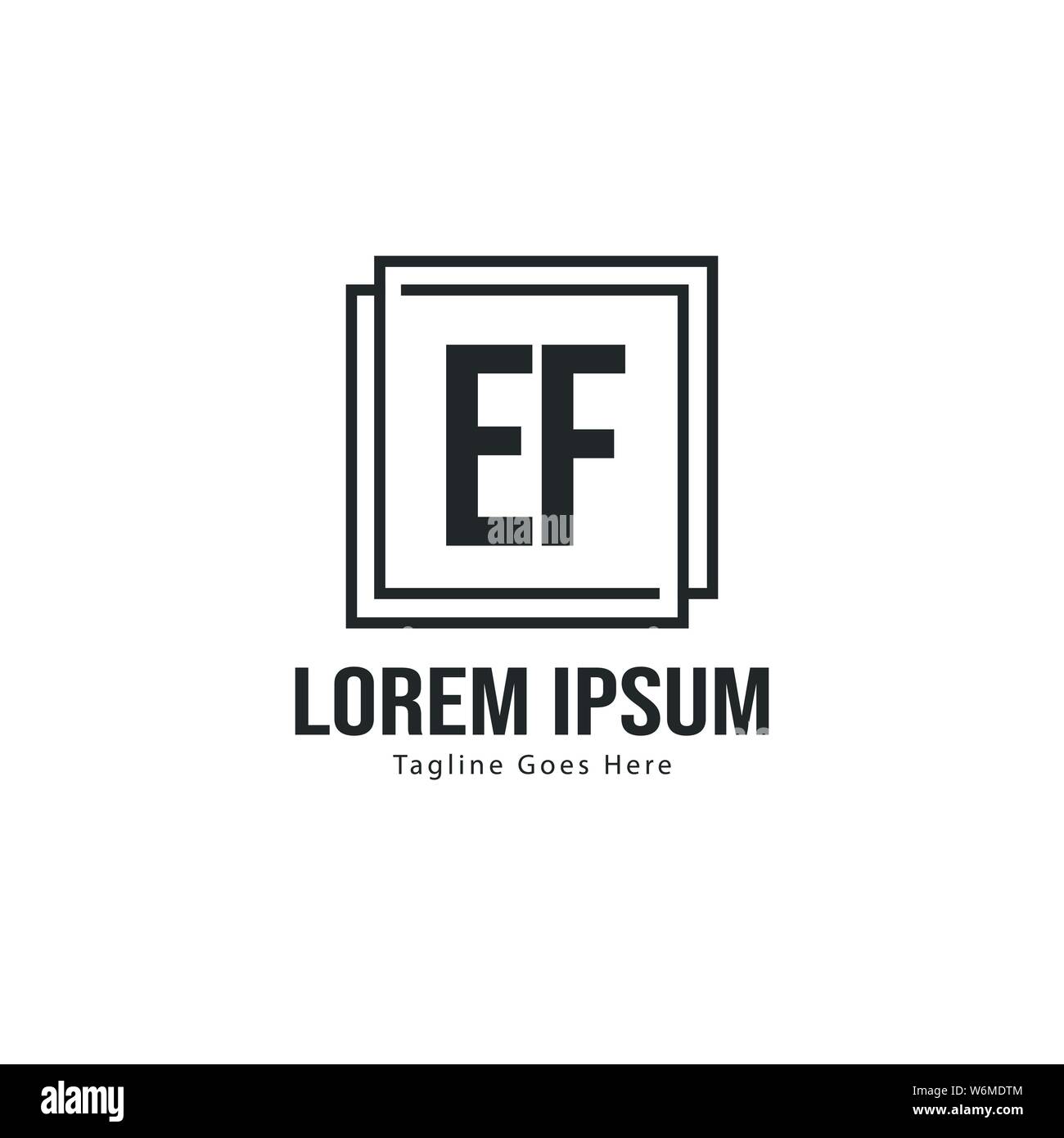 Initial EF logo template with modern frame. Minimalist EF letter logo ...