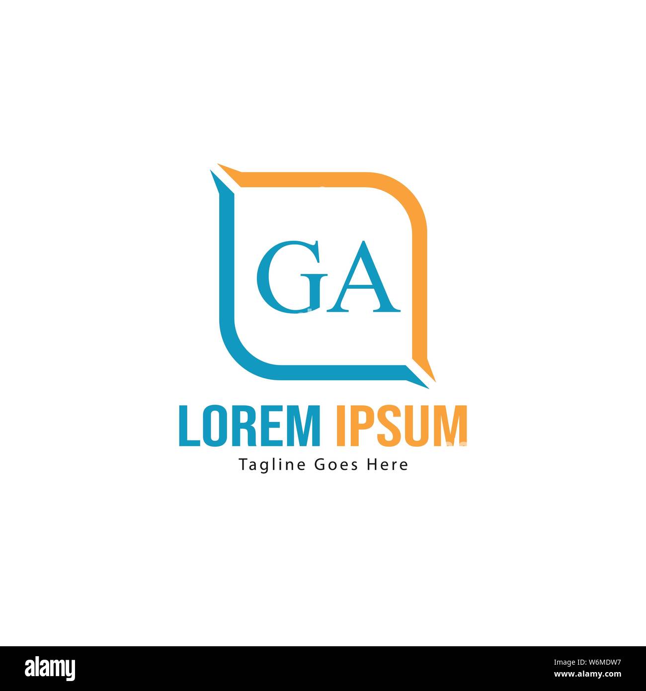 Initial GA logo template with modern frame. Minimalist GA letter logo ...