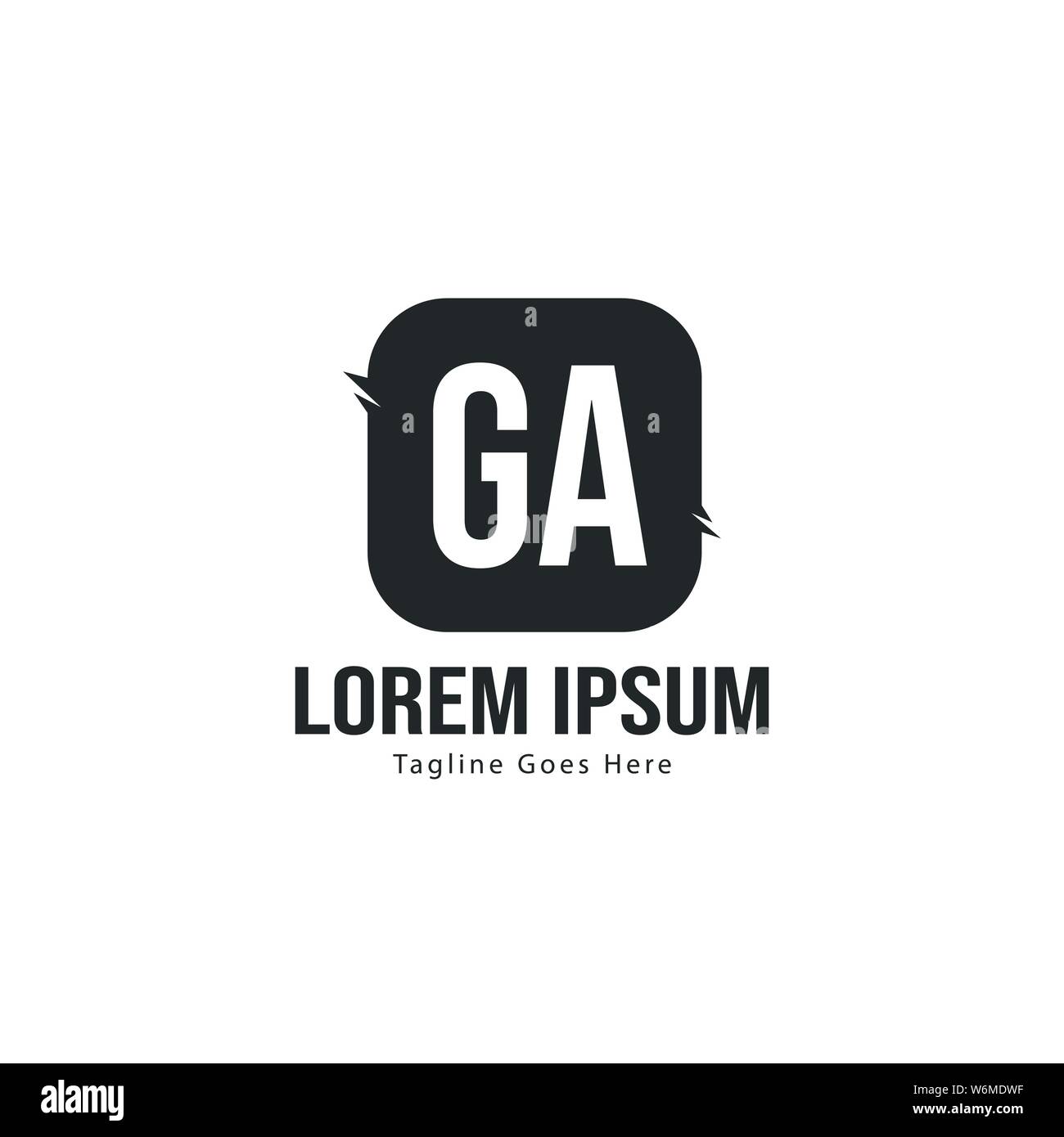 Initial GA logo template with modern frame. Minimalist GA letter logo ...