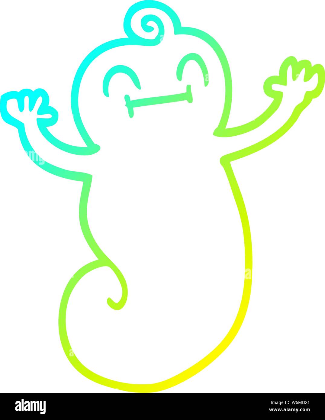 cold gradient line drawing of a cartoon happy ghost Stock Vector Image ...