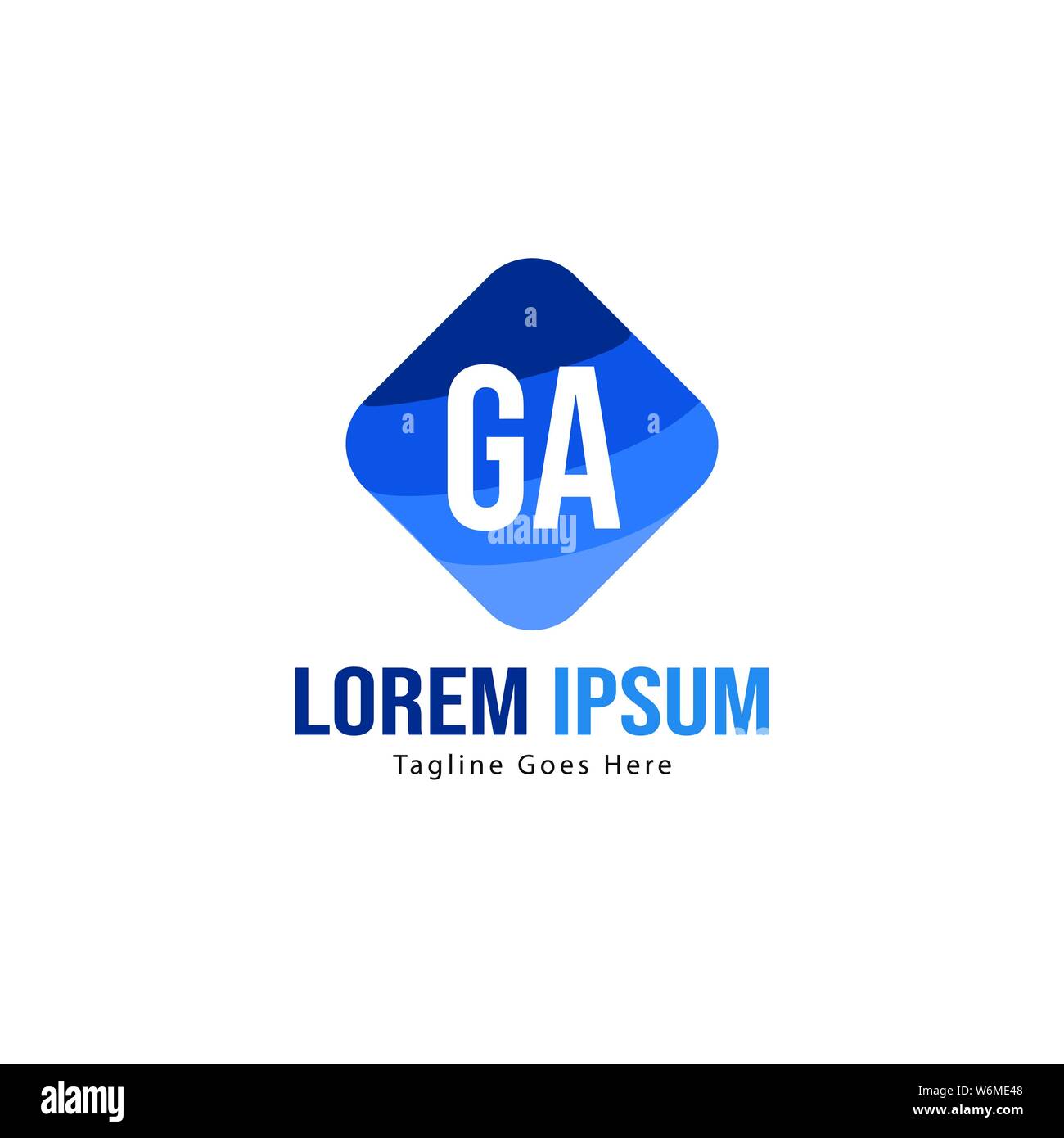 Initial GA logo template with modern frame. Minimalist GA letter logo ...