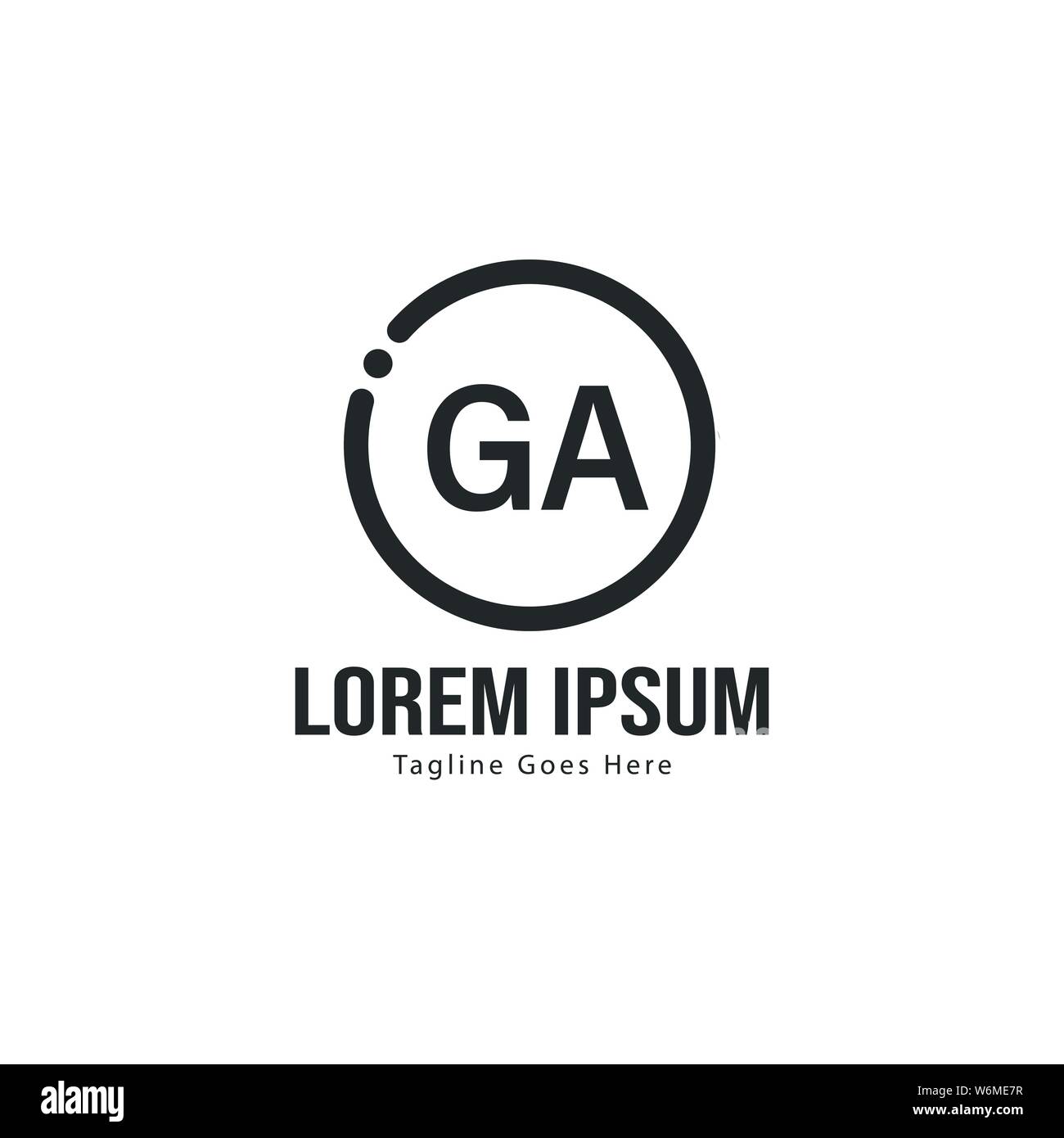 Initial GA logo template with modern frame. Minimalist GA letter logo ...
