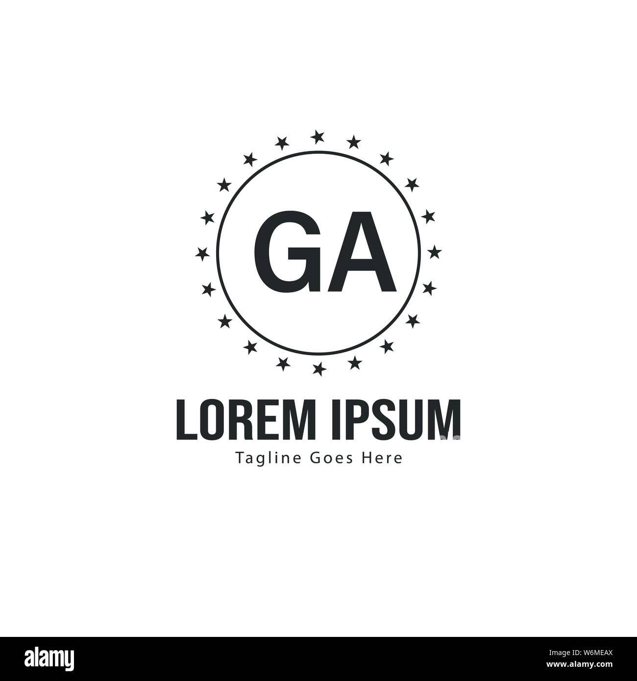Initial GA logo template with modern frame. Minimalist GA letter logo ...