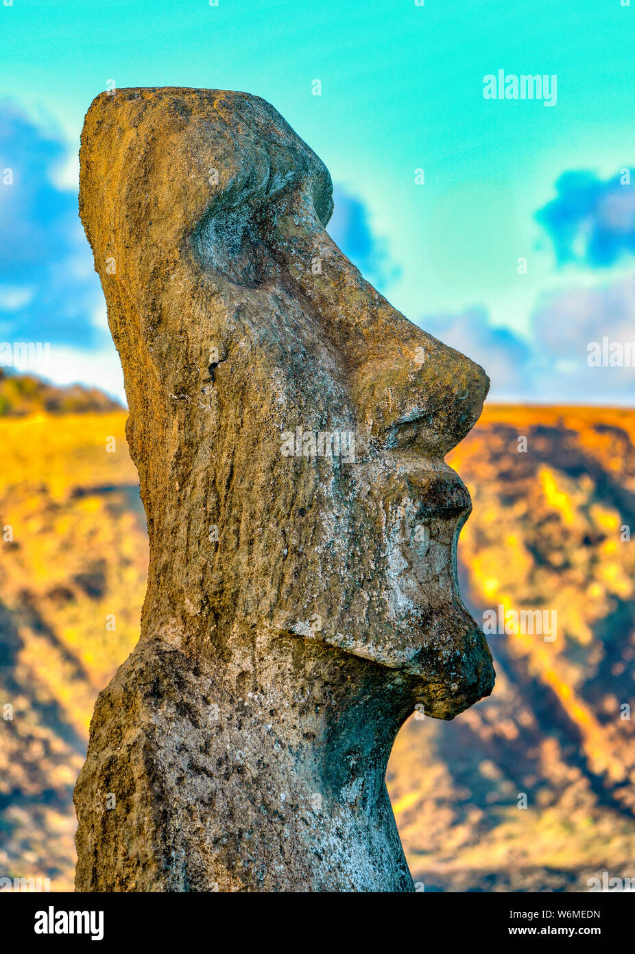 Moai Statues on Easter Island at the Rano Raraku Quarry Stock Photo - Alamy