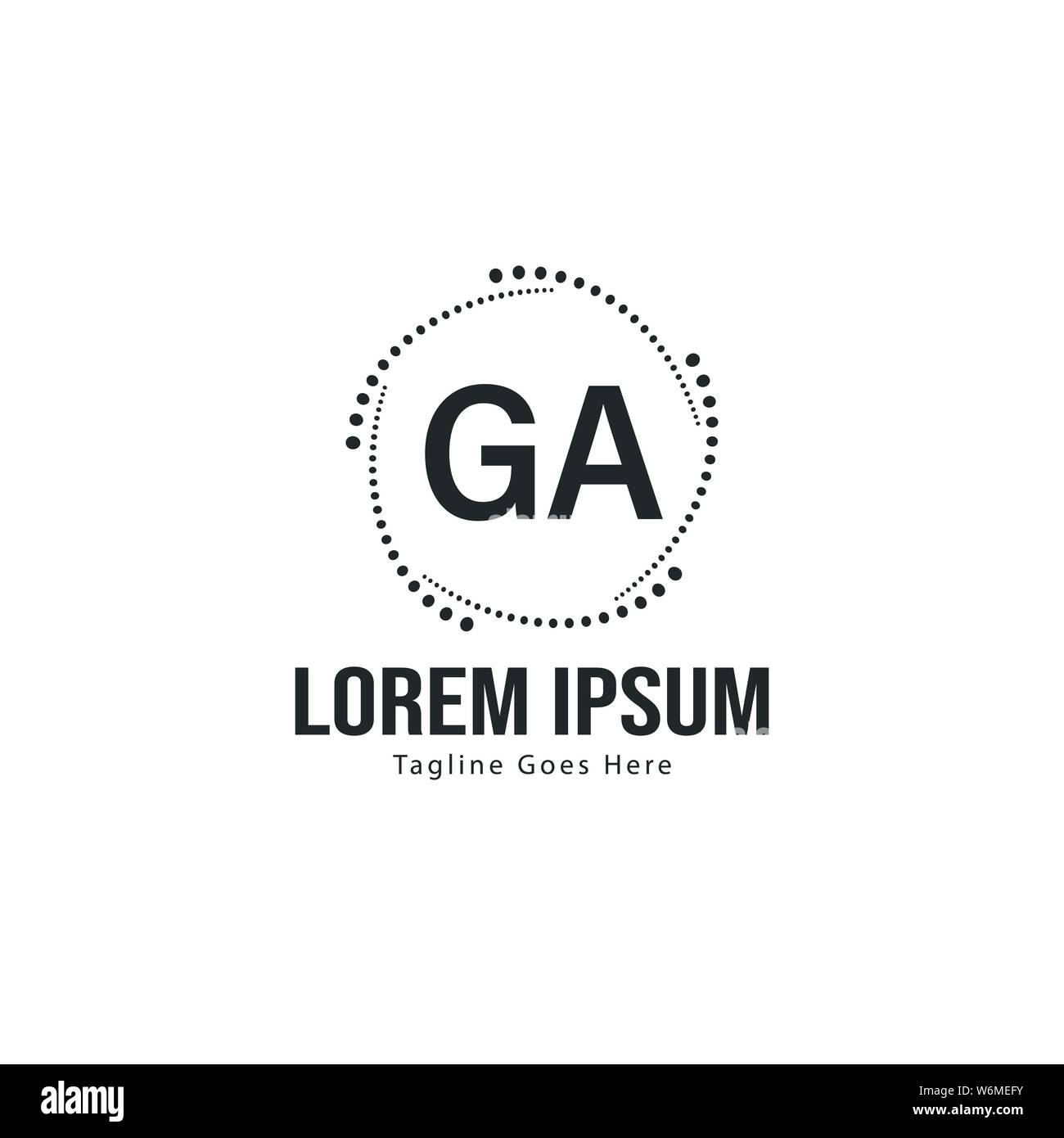 Initial GA logo template with modern frame. Minimalist GA letter logo ...