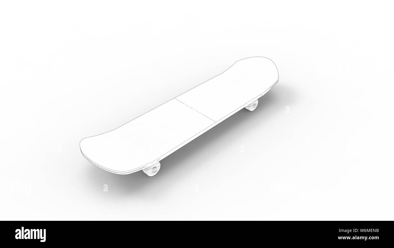3D rendering of a computer model skateboard isolated in white studio ...
