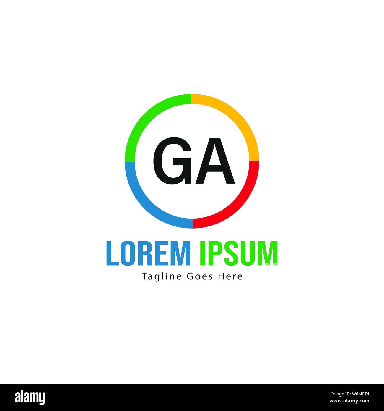 Initial GA logo template with modern frame. Minimalist GA letter logo ...