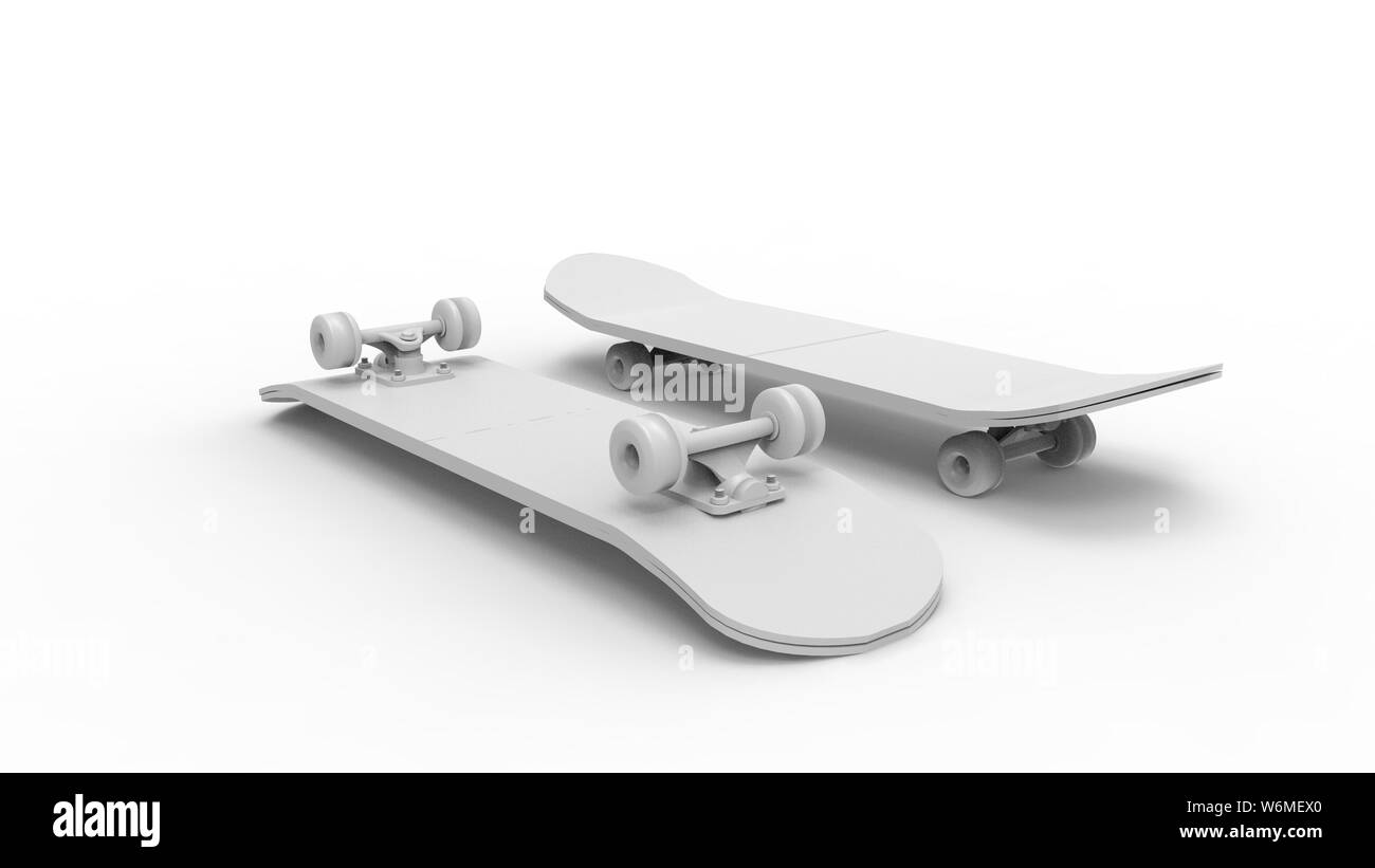3D rendering of a computer model skateboard isolated in white studio ...