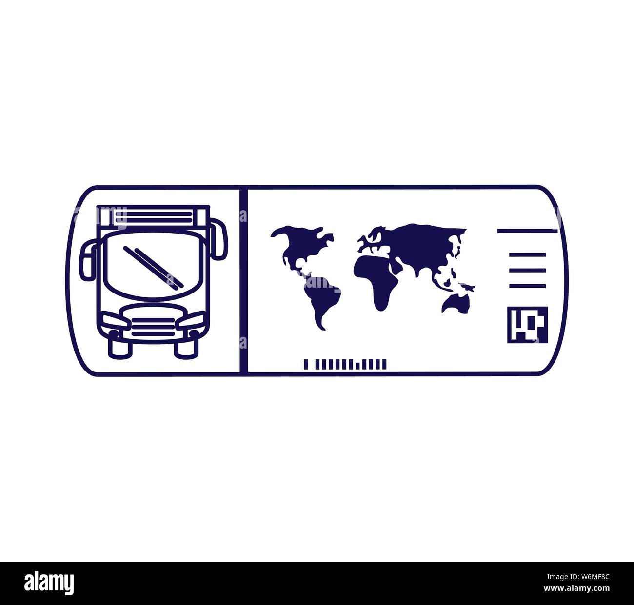 bus transport vehicle with ticket vector illustration design Stock ...