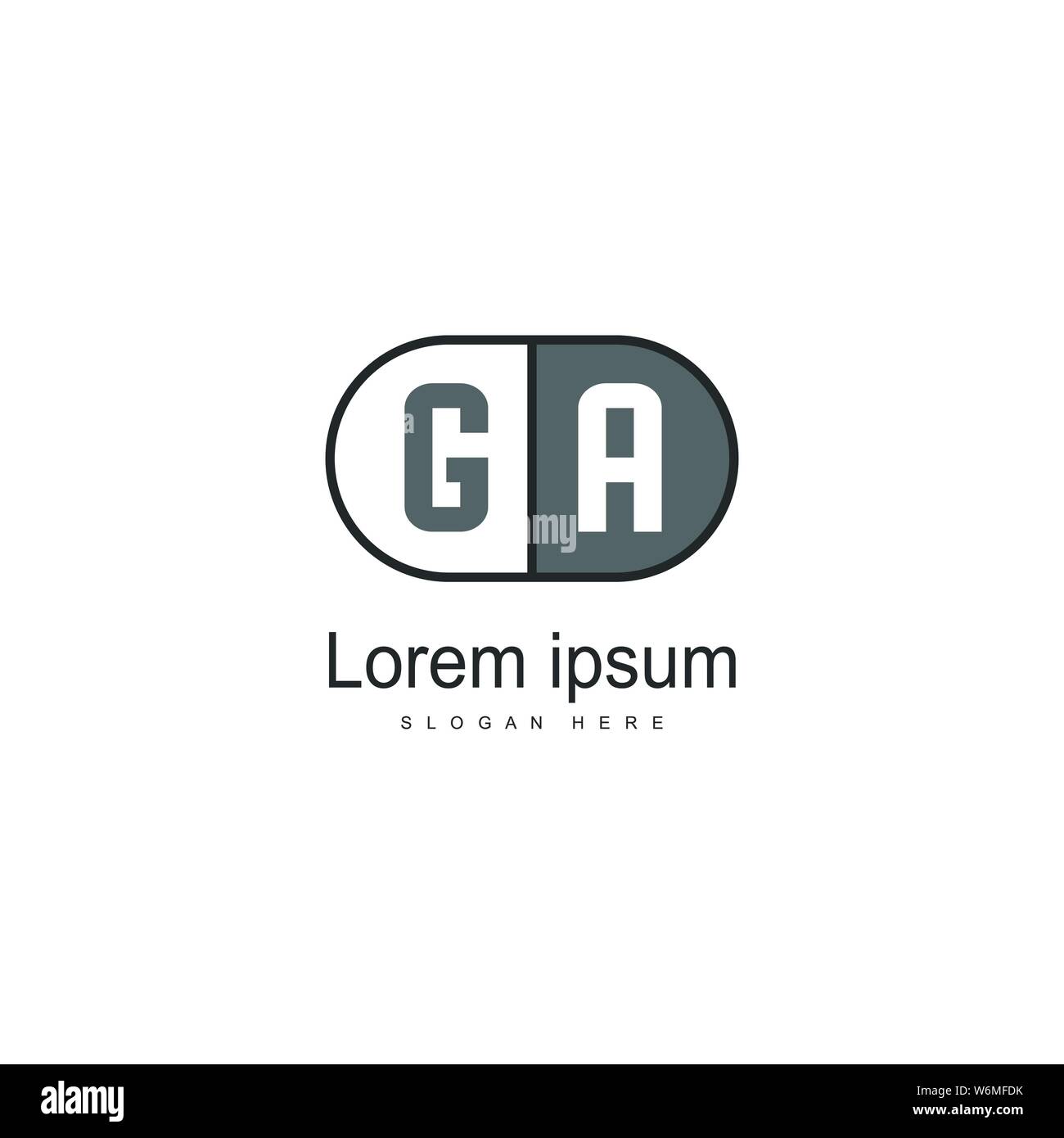 Initial GA logo template with modern frame. Minimalist GA letter logo ...