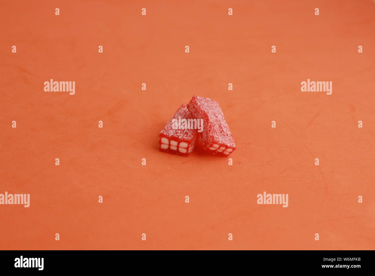 delicious red and white jelly gum brick Stock Photo - Alamy