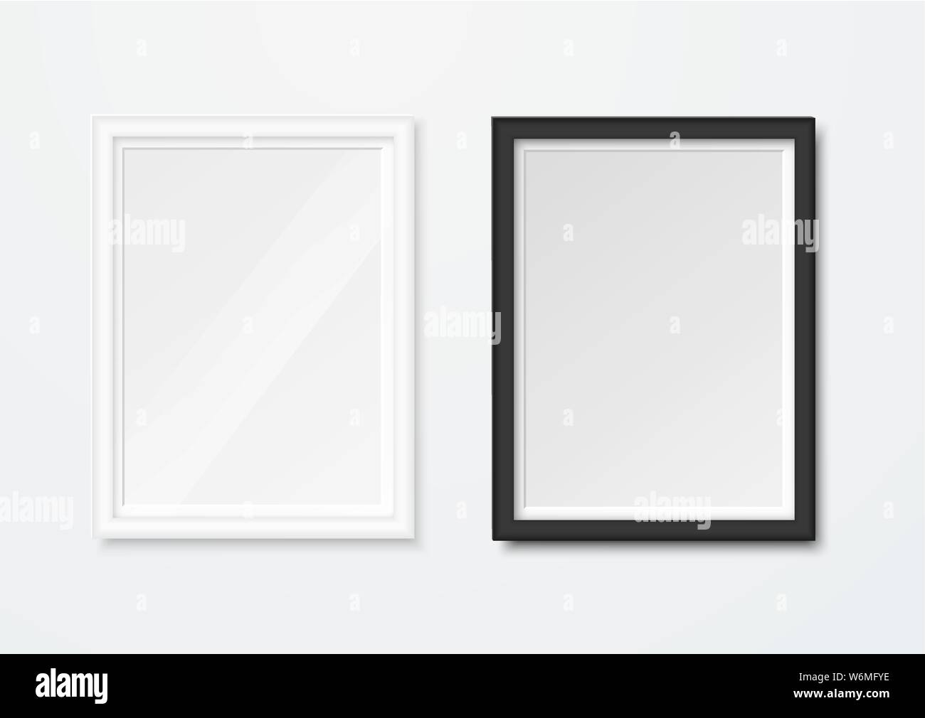 Realistic picture frames isolated on white background. Vector ...