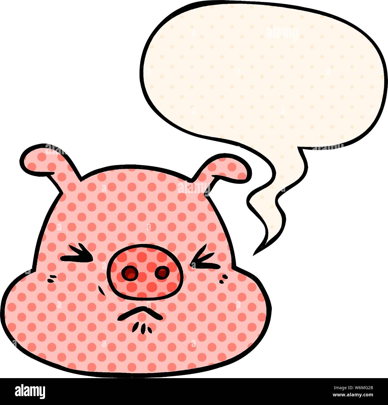 cartoon angry pig face with speech bubble in comic book style Stock ...