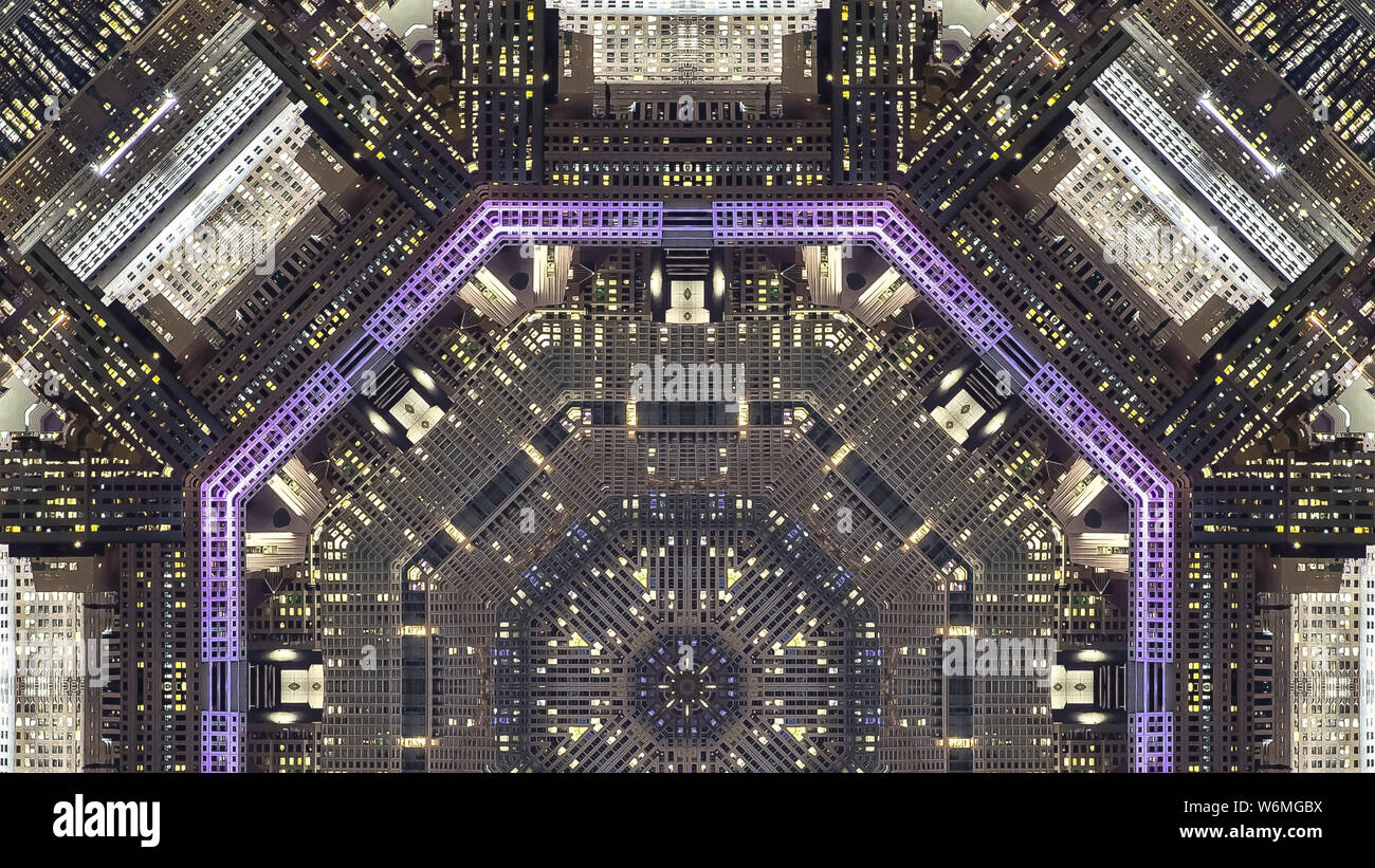 Panorama frame San Francisco streets at night fractal design Stock ...