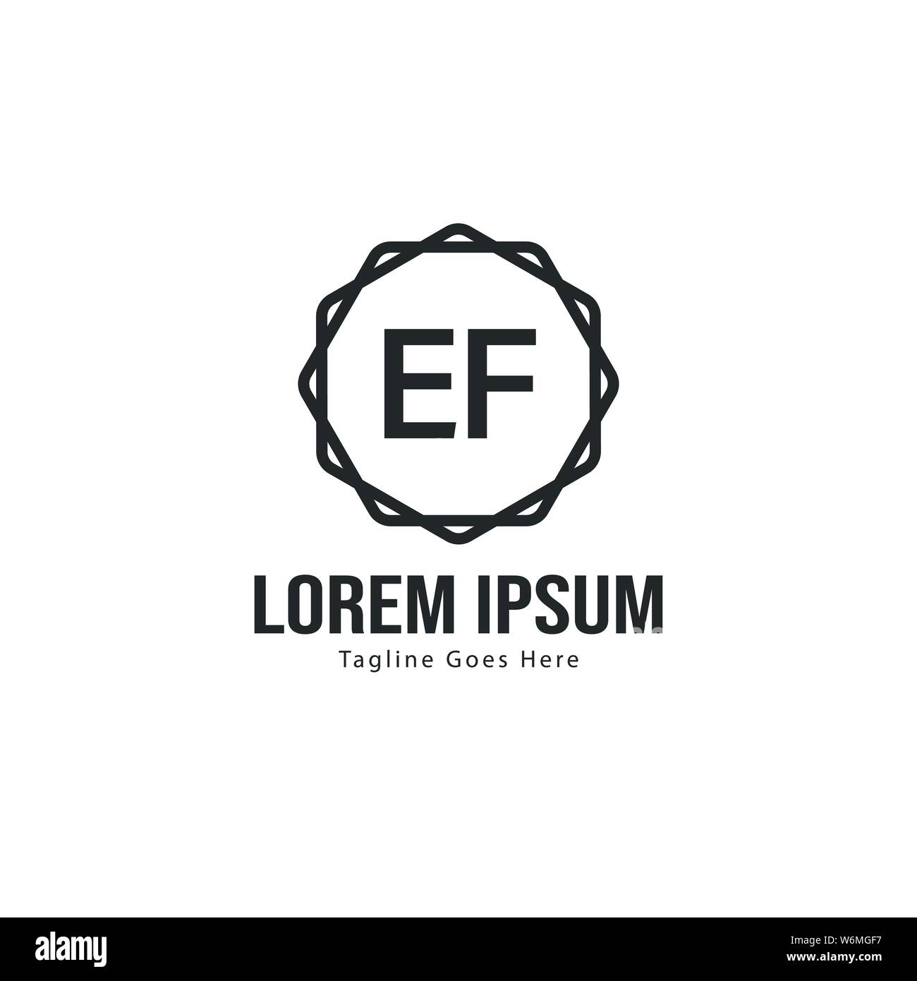 Initial EF logo template with modern frame. Minimalist EF letter logo ...