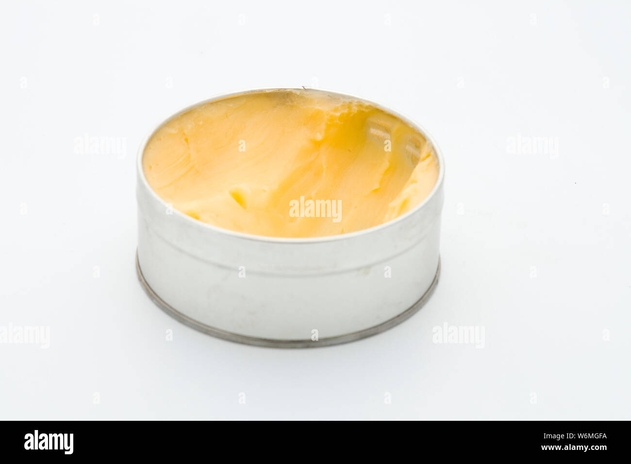 Wood wax in tin can Stock Photo - Alamy