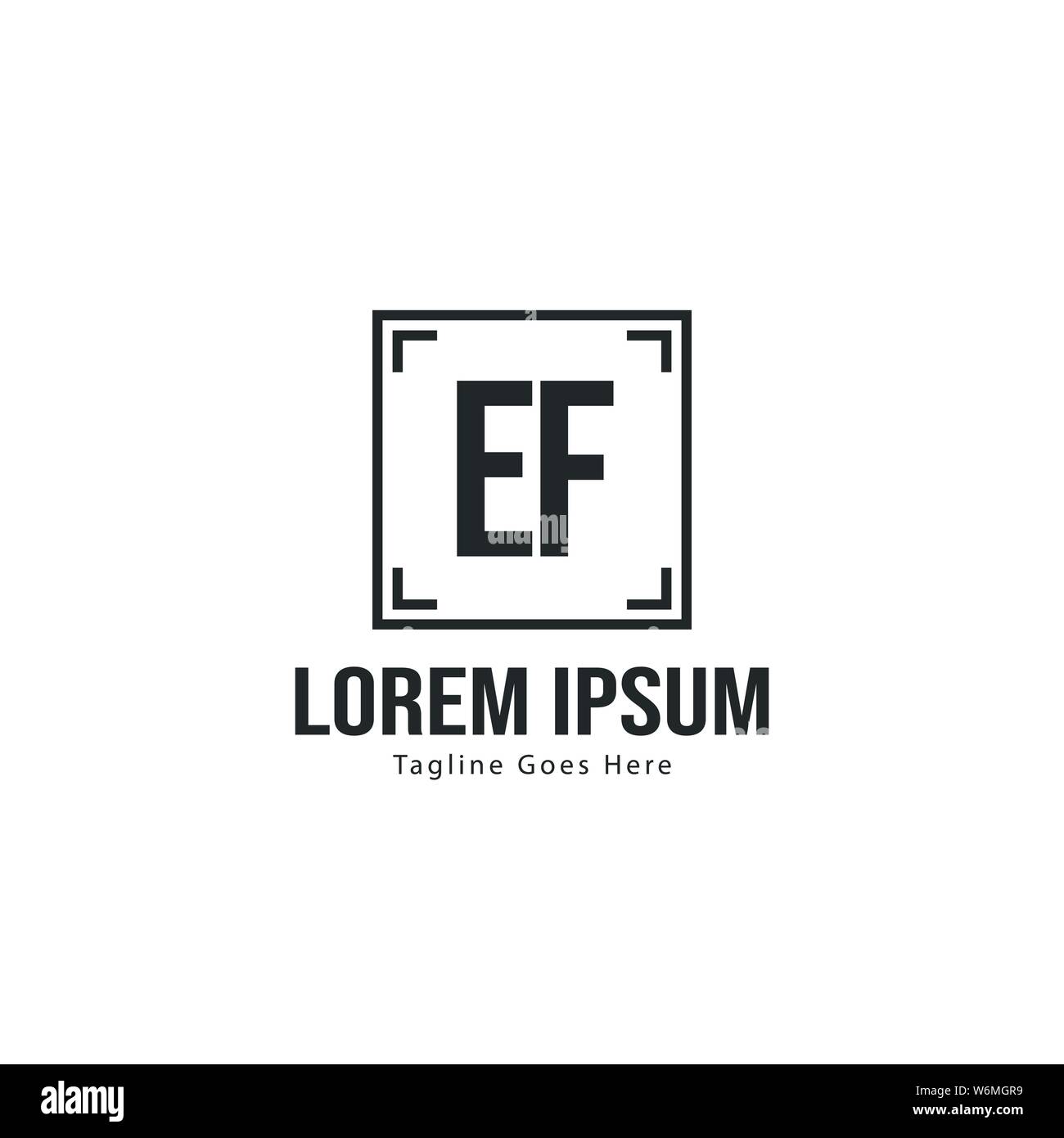 Initial EF logo template with modern frame. Minimalist EF letter logo ...