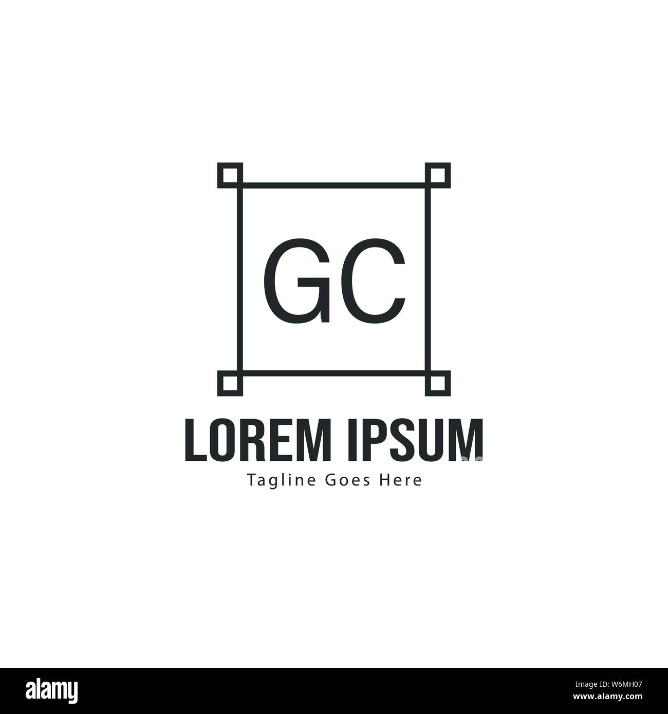 Initial GC logo template with modern frame. Minimalist GC letter logo ...