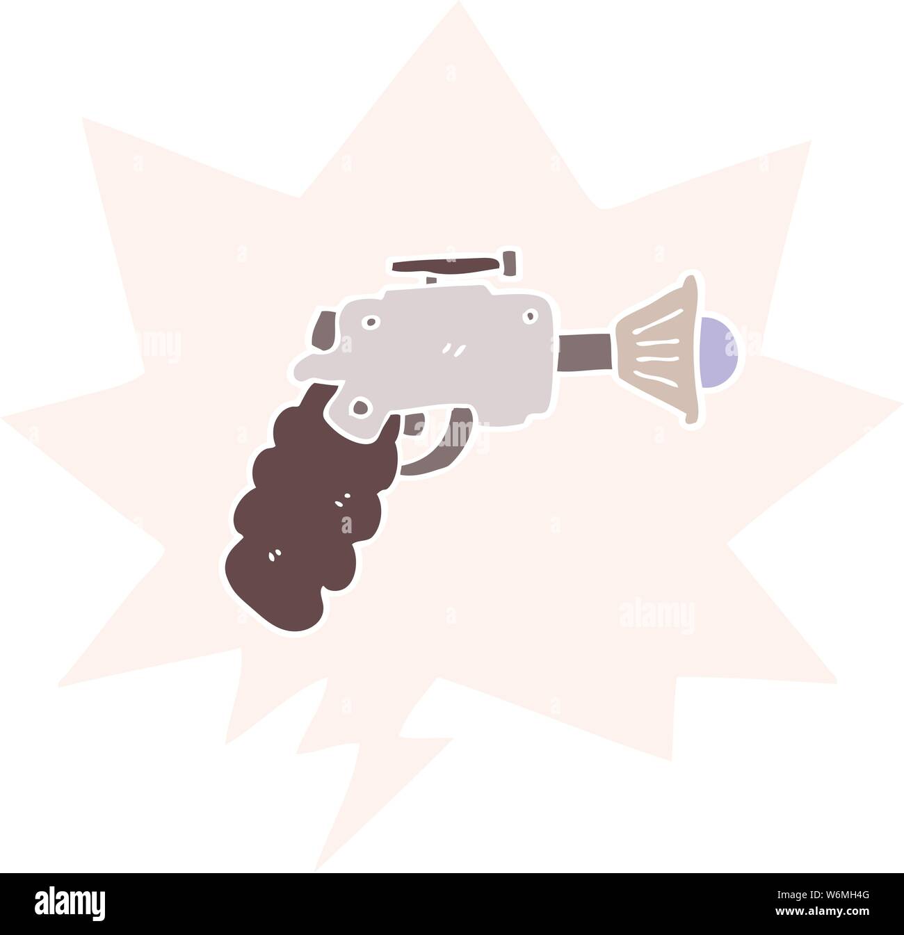 cartoon ray gun with speech bubble in retro style Stock Vector Image ...