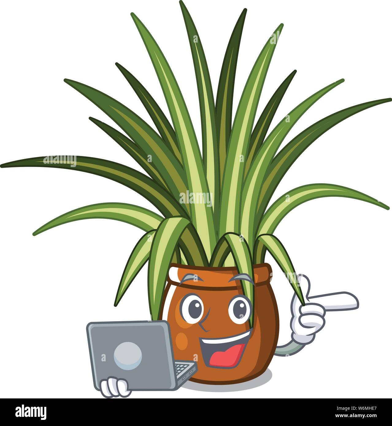 With laptop spider plant in the character shape Stock Vector Image ...