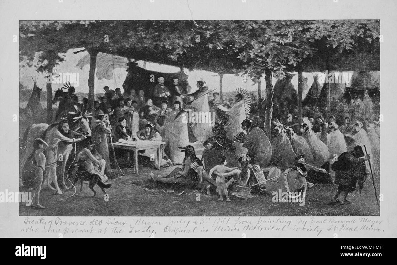 Treaty of Traverse des Sioux, Minn. July 23,1851 [Sioux]. From painting ...
