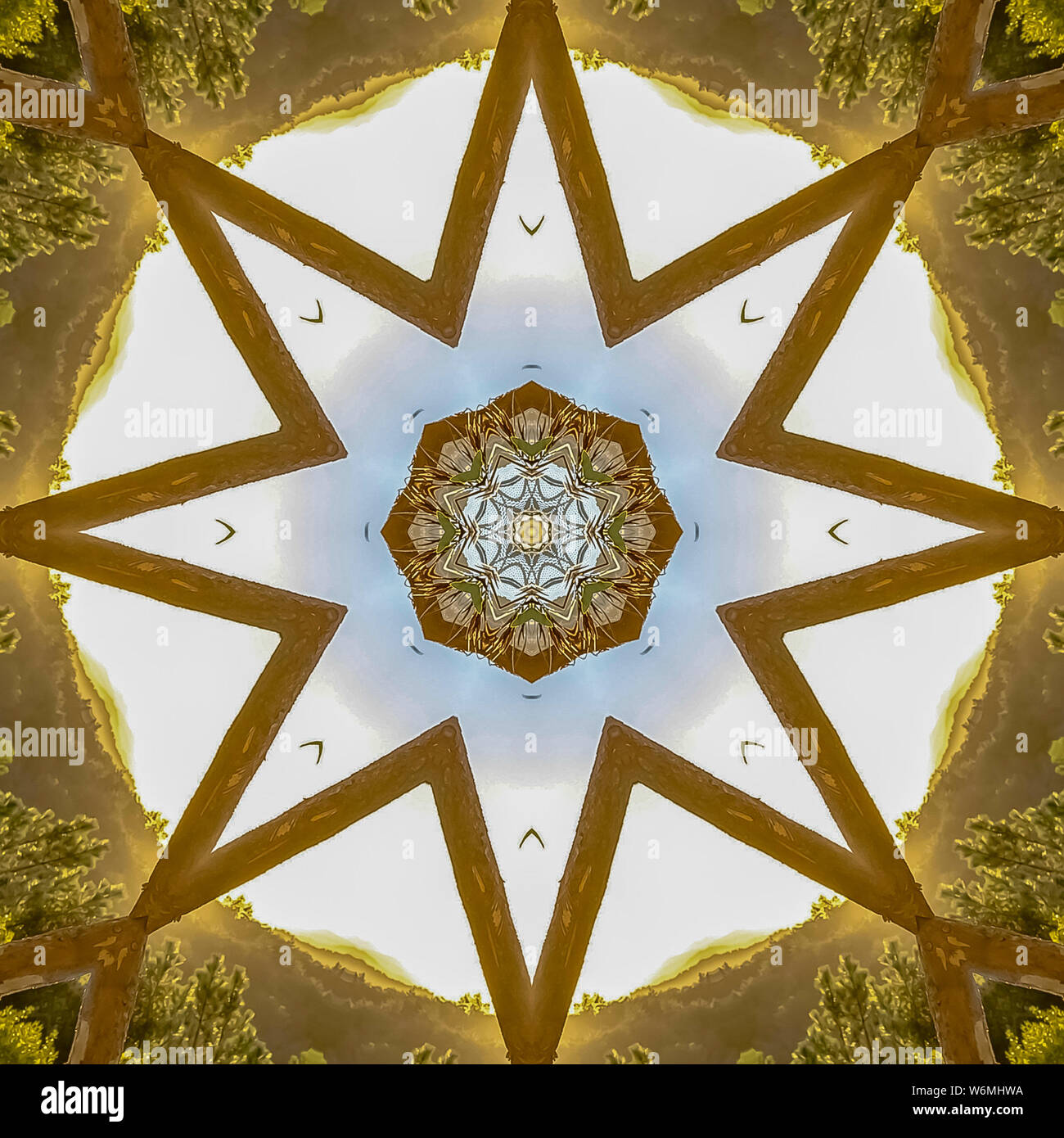 Square frame Angular star shape made from abstract wooden Chuppah photo ...