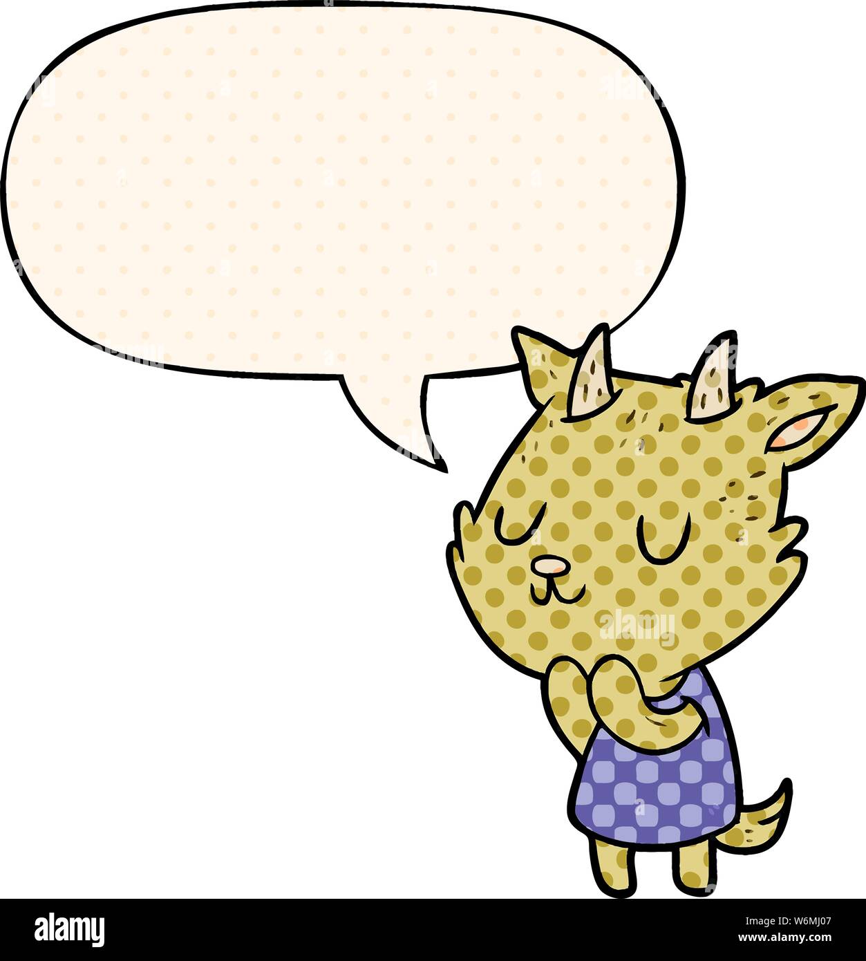 cute cartoon goat with speech bubble in comic book style Stock Vector ...