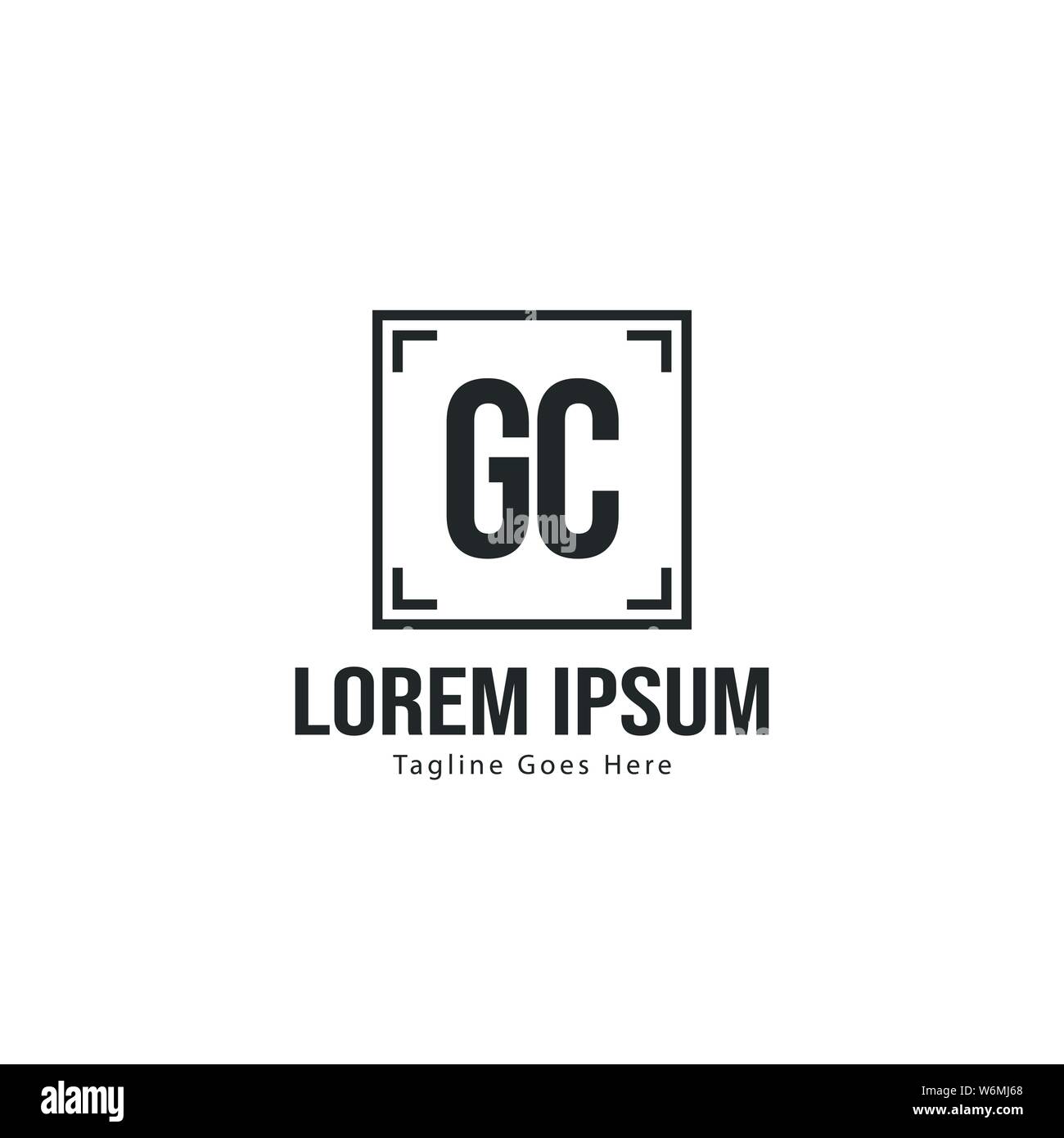 Initial GC logo template with modern frame. Minimalist GC letter logo ...