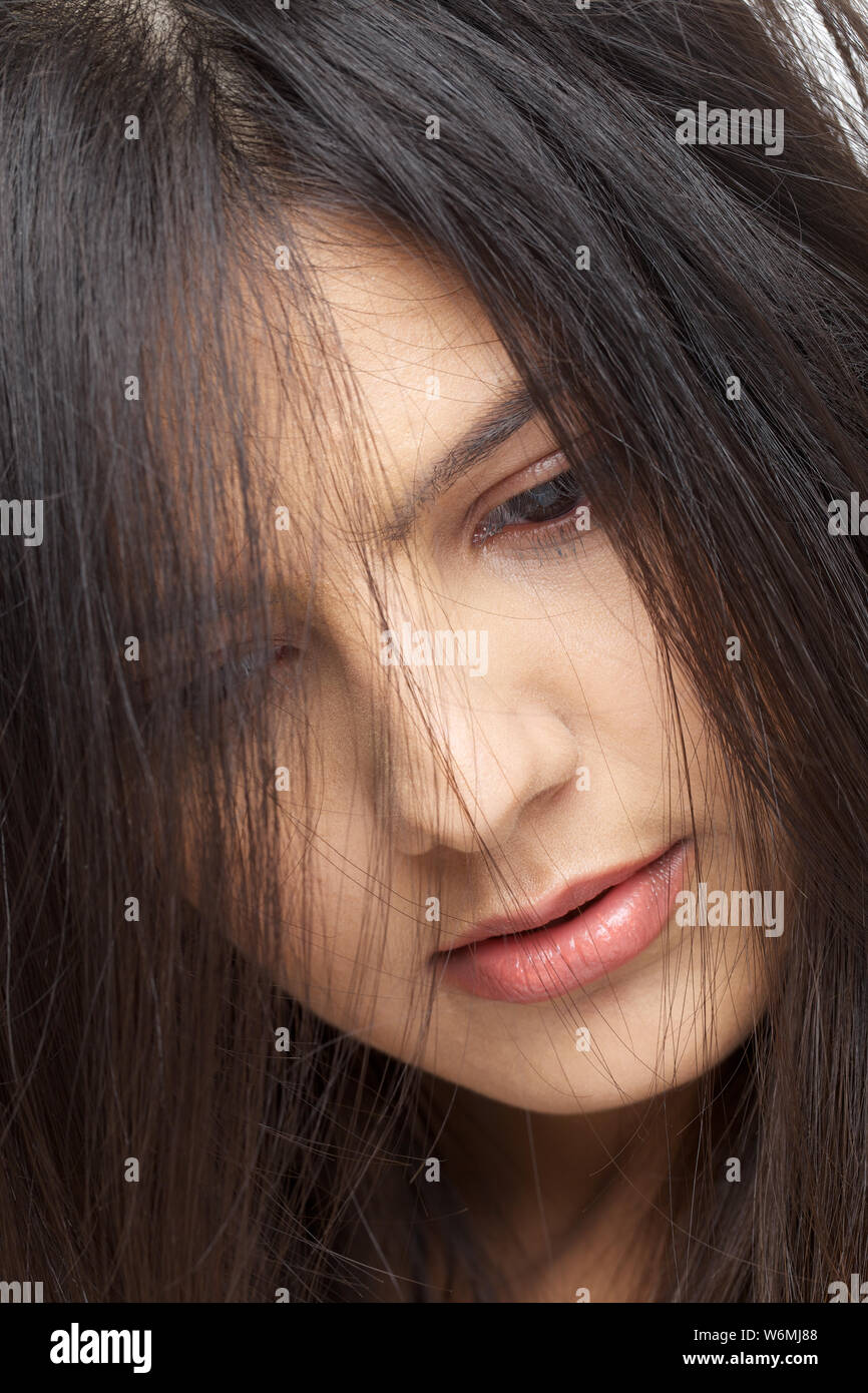 Hair over face hi-res stock photography and images - Alamy
