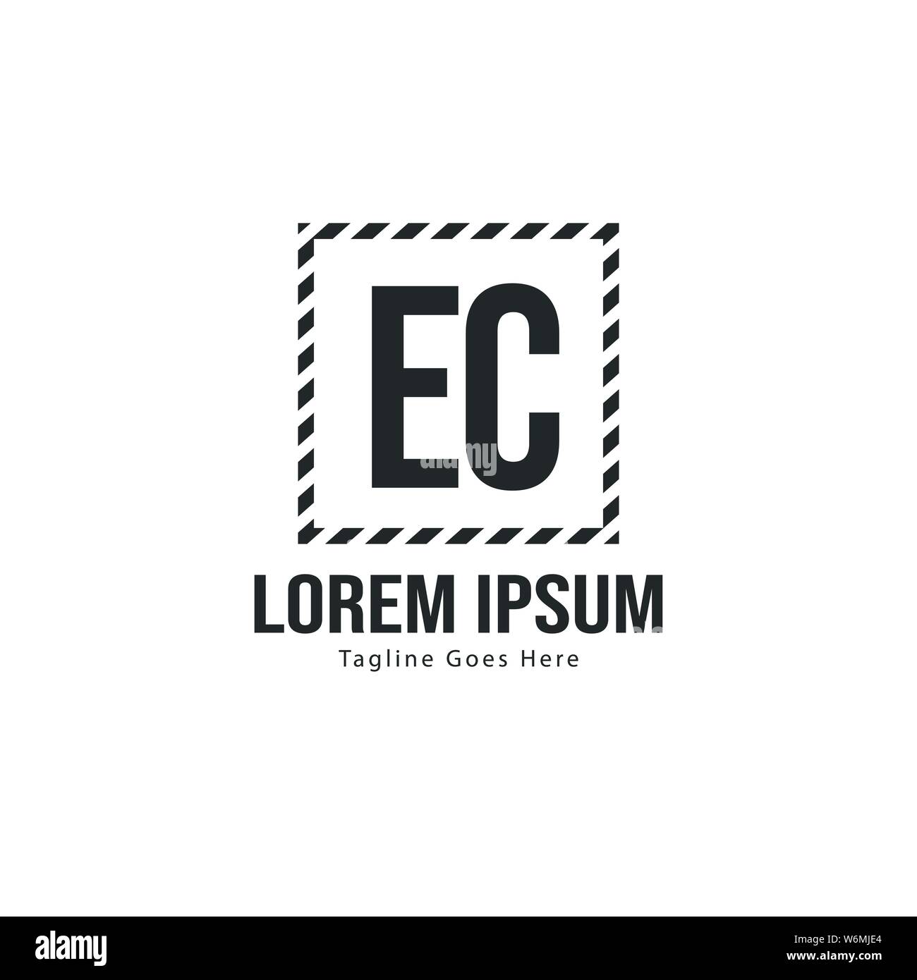Initial EC logo template with modern frame. Minimalist EC letter logo ...