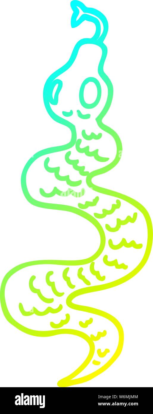 cold gradient line drawing of a cartoon green snake Stock Vector Image ...
