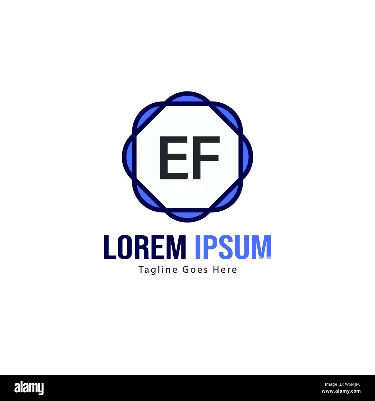 Initial EF logo template with modern frame. Minimalist EF letter logo ...