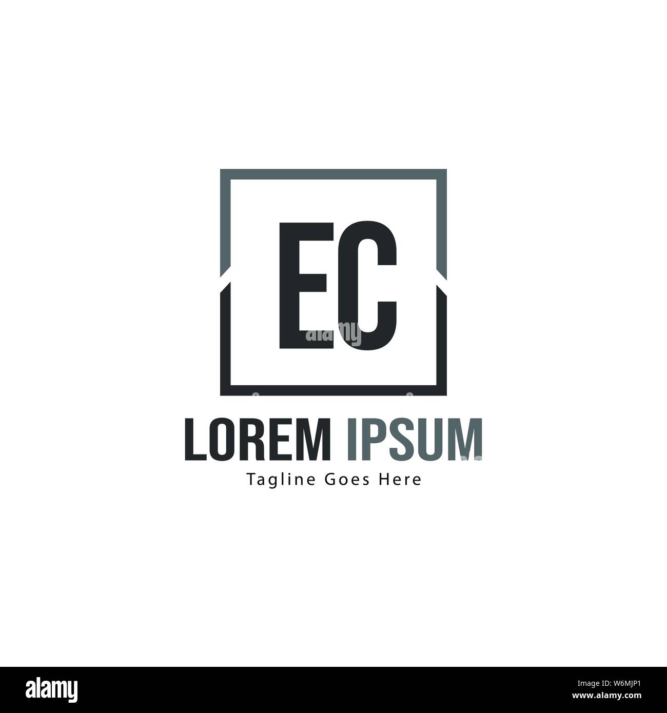 Initial EC logo template with modern frame. Minimalist EC letter logo ...