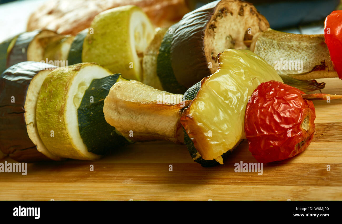 Sicilian Grilled cod kebab with vegetables, Mediterranean Dish Stock ...